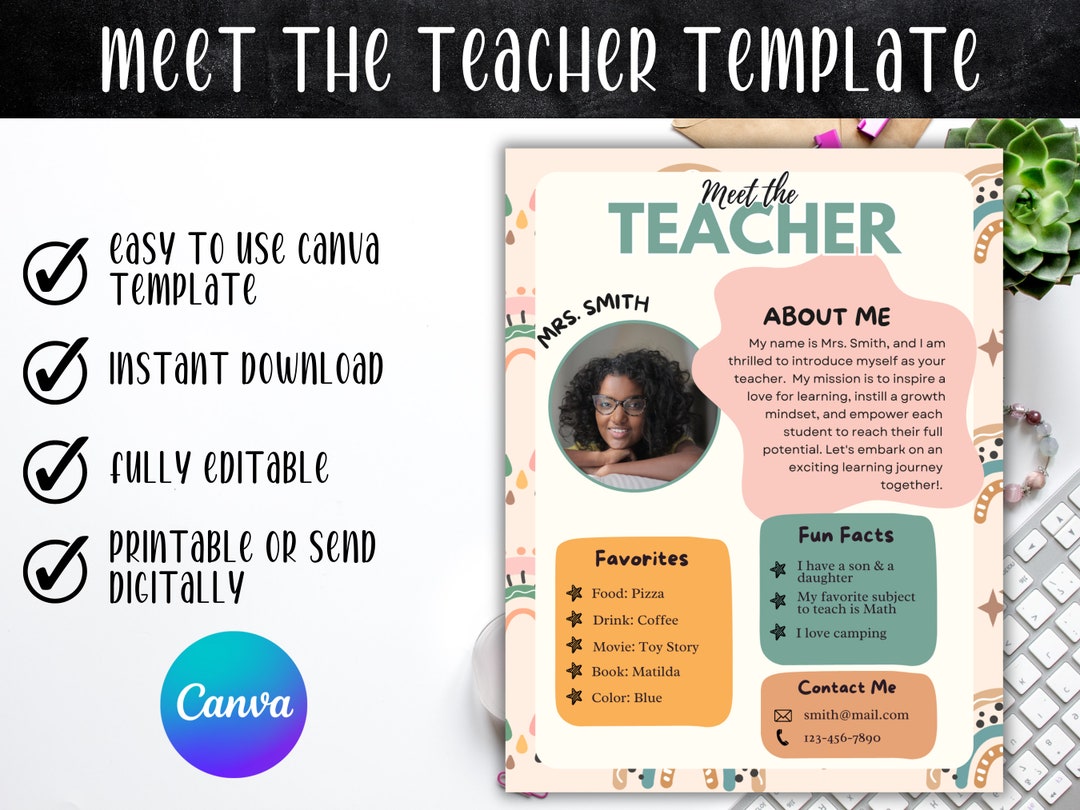 Meet the Teacher Editable Template, INSTANT DOWNLOAD Canva Template ...