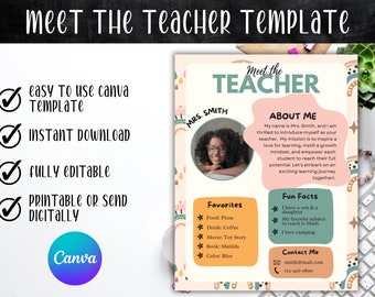 Meet the Teacher Editable Template, INSTANT DOWNLOAD Canva Template ...