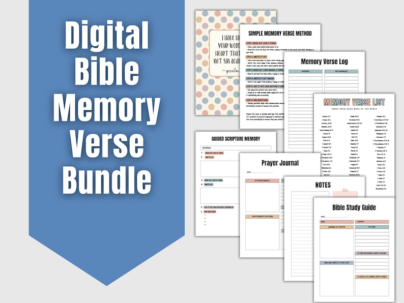 Digital Bible Memory Verse Bundle, Bible Journal, Bible Verse ...