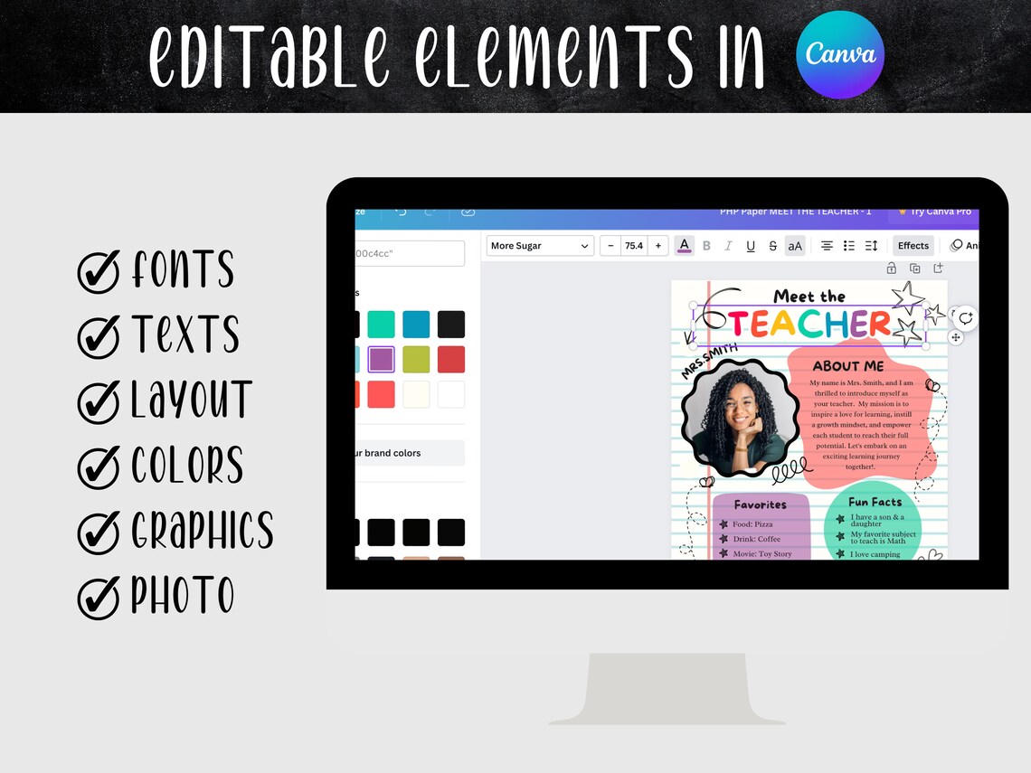 Meet the Teacher Editable Template, INSTANT DOWNLOAD Canva Template ...