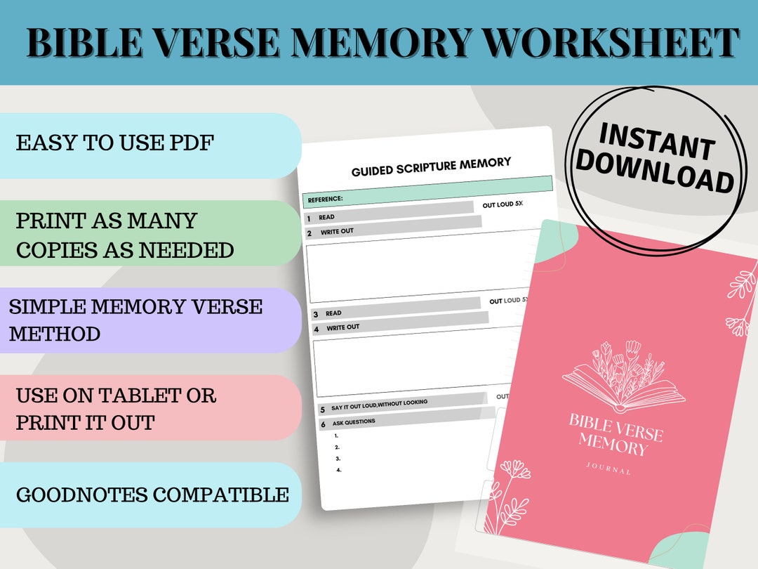 Bible Verse Memory Method Printable | Scripture Memorization | Instant ...