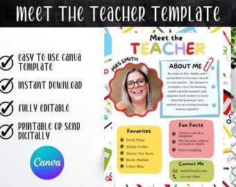 Meet the Teacher Editable Template, INSTANT DOWNLOAD Canva Template ...