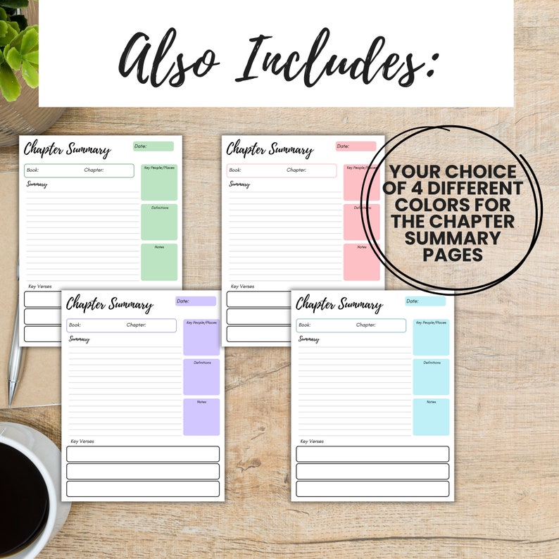 Bible Chapter Summary Printable Template, Bible Study Printable ...