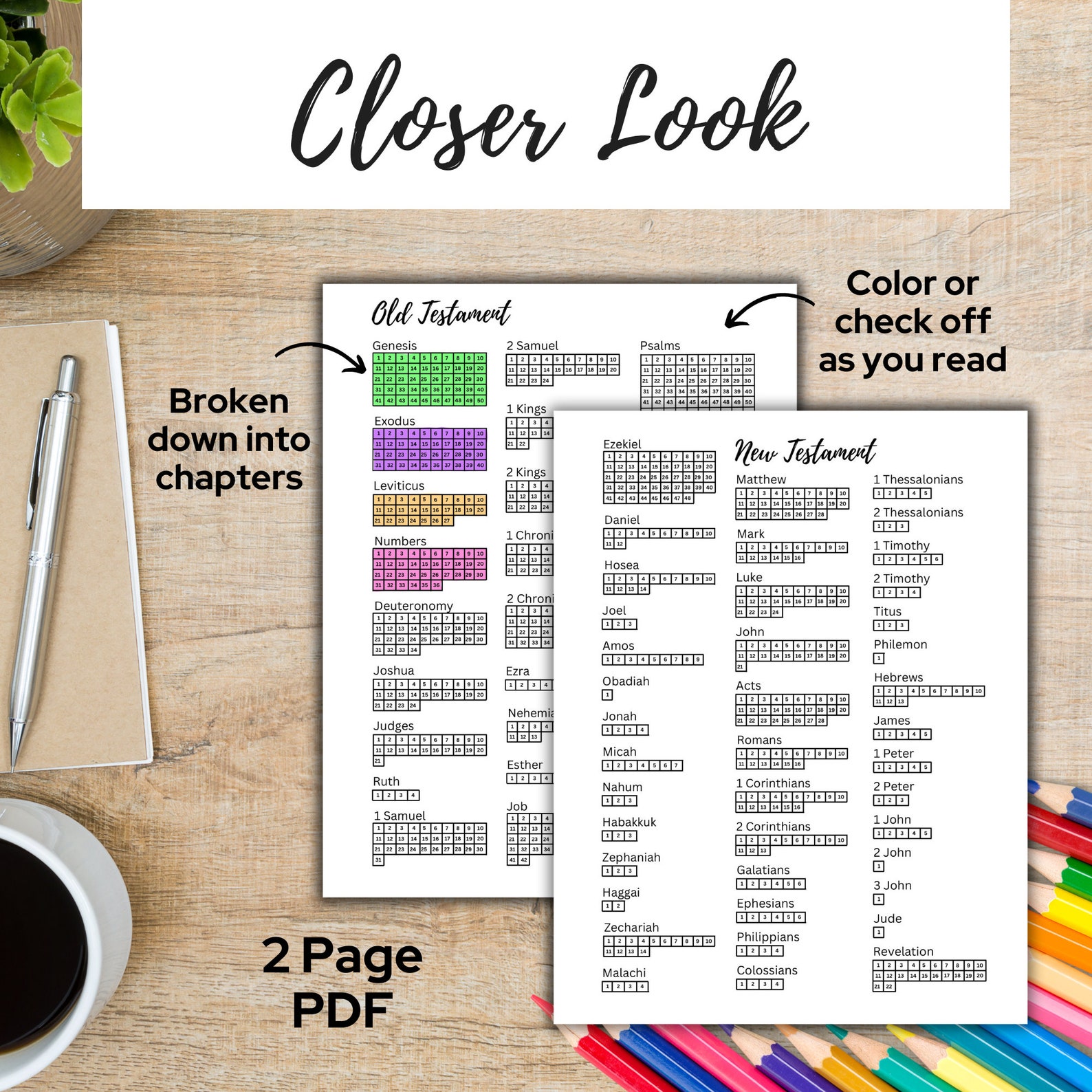 Bible Chapter Checklist Printable, Bible Journaling, Bible Tracker ...
