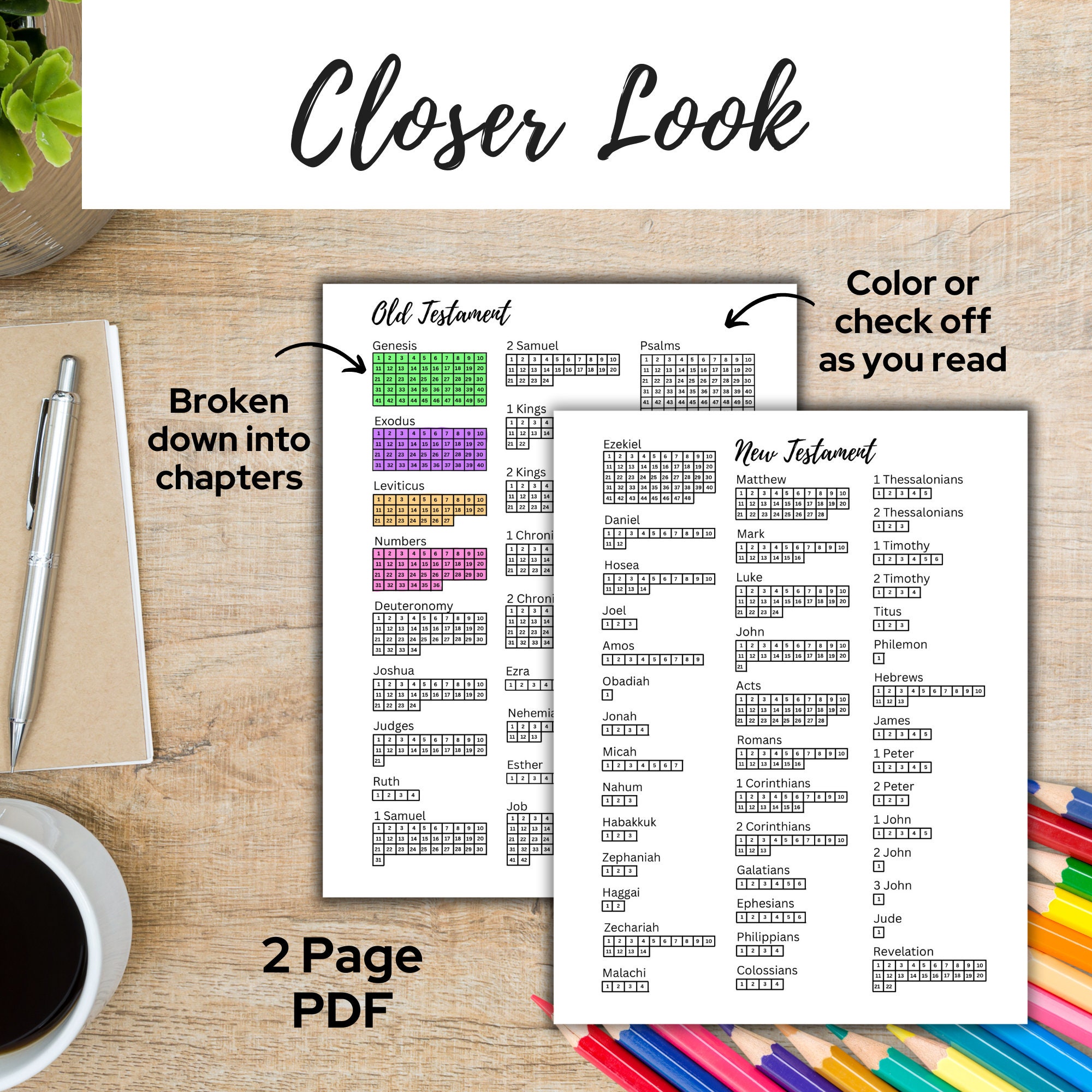 Bible Chapter Checklist Printable, Bible Journaling, Bible Tracker ...