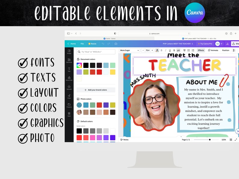 Meet the Teacher Editable Template INSTANT DOWNLOAD Canva - Etsy