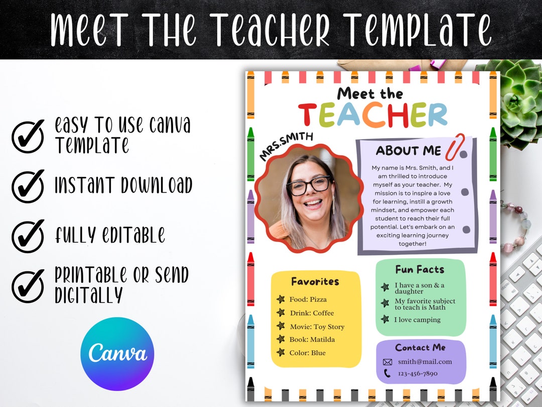Meet the Teacher Editable Template, INSTANT DOWNLOAD Canva Template ...