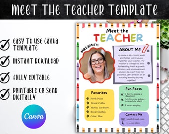 Meet the Teacher Editable Template, INSTANT DOWNLOAD Canva Template ...