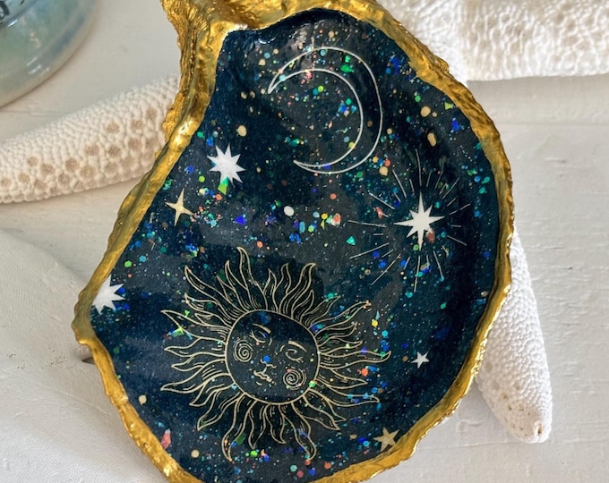 Celestial Sun Moon Stars With Glitter,oyster Shell Ring and Jewelry ...
