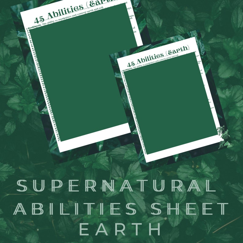 Supernatural Abilities Sheet earth - Etsy