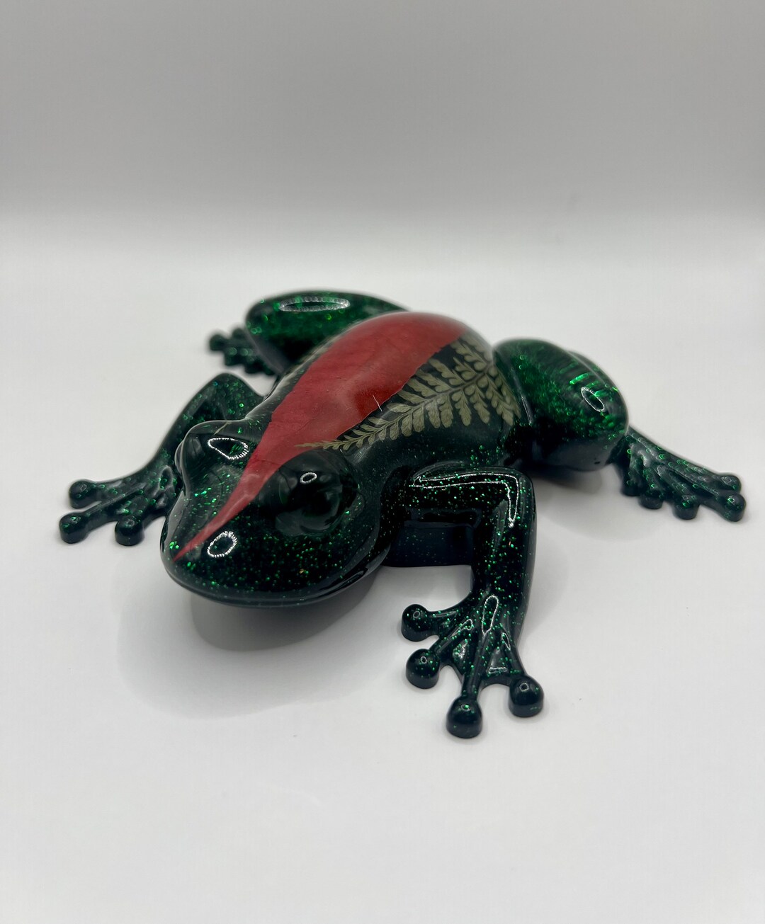 Black and Green Epoxy Resin Frog With Dried Leaves - Etsy