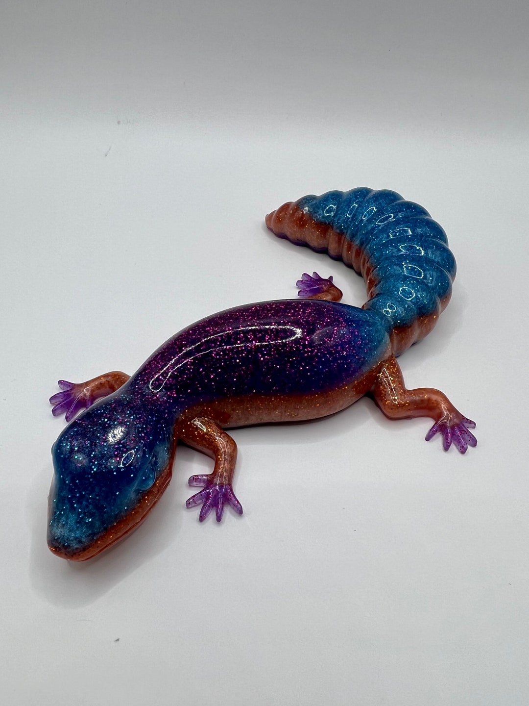 Purple, Blue and Orange Epoxy Resin Gecko - Etsy