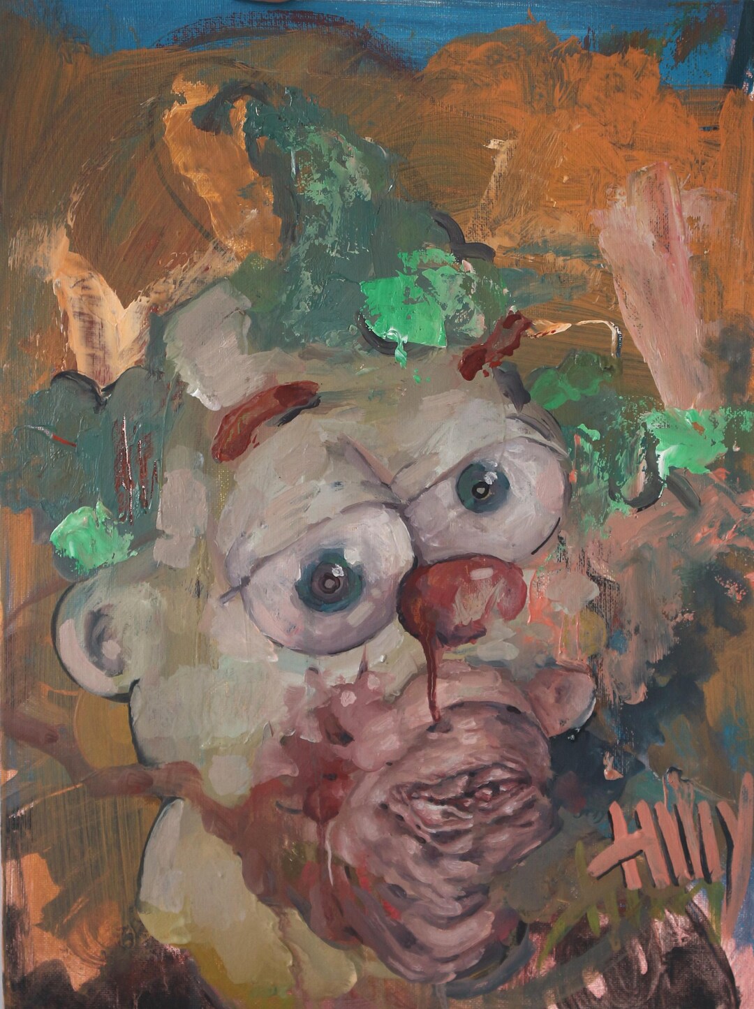 Krust | Cartoon Abstract Clown From Outer Space | Original Oil Painting ...