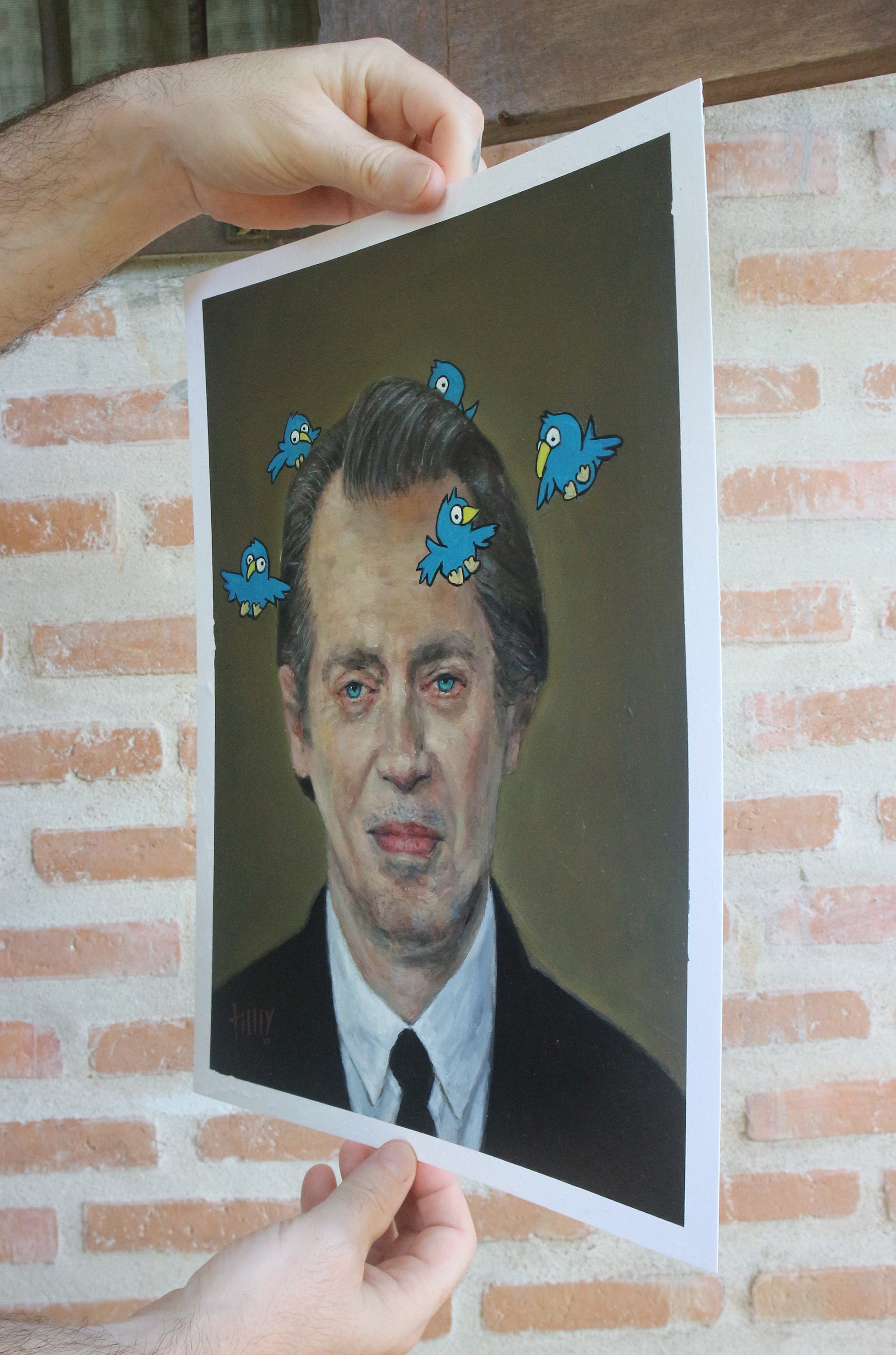 Steve Buscemi Portrait Oil Painting: Surreal Dizzy Birds Artwork - Etsy