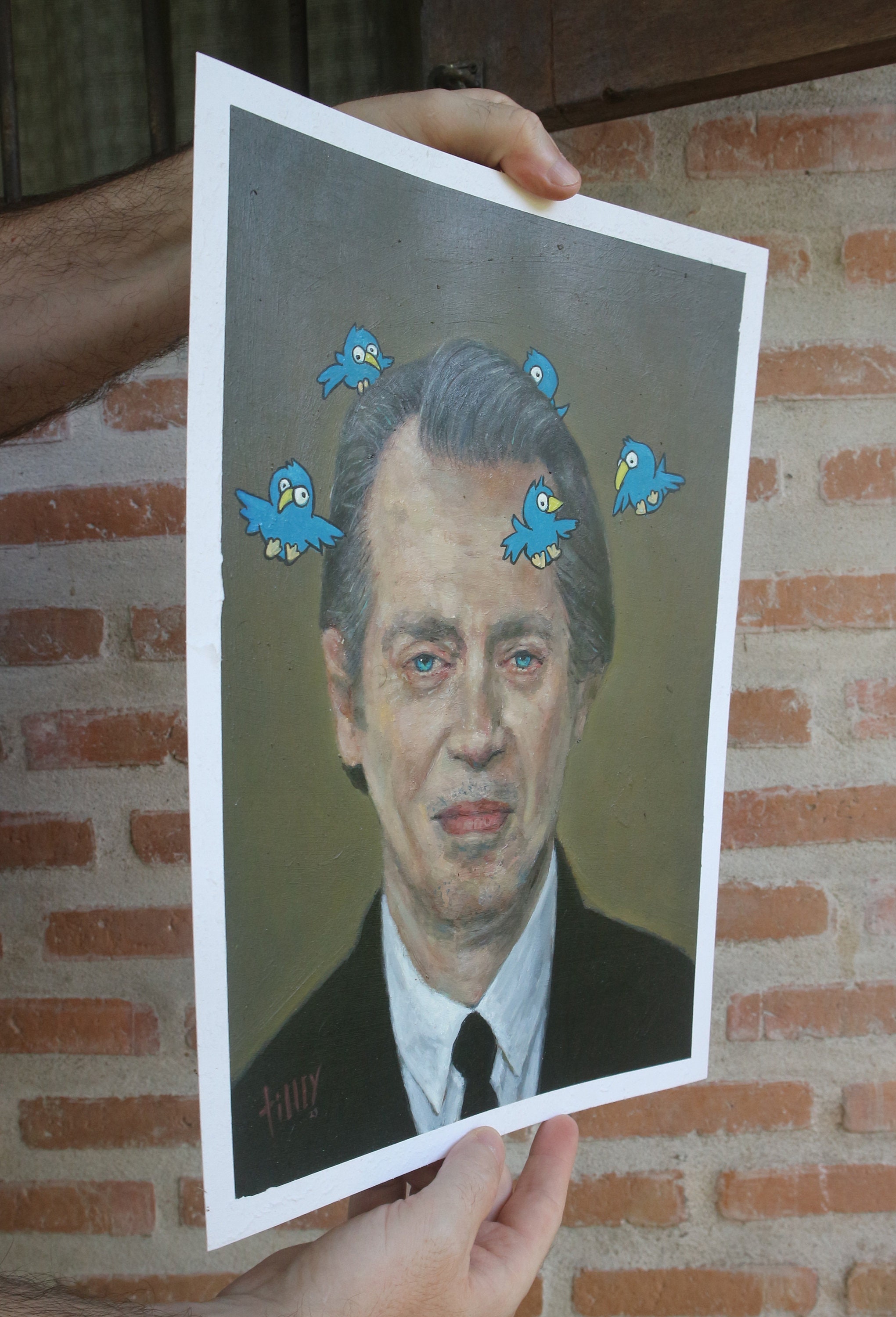 Steve Buscemi Portrait Oil Painting: Surreal Dizzy Birds Artwork - Etsy