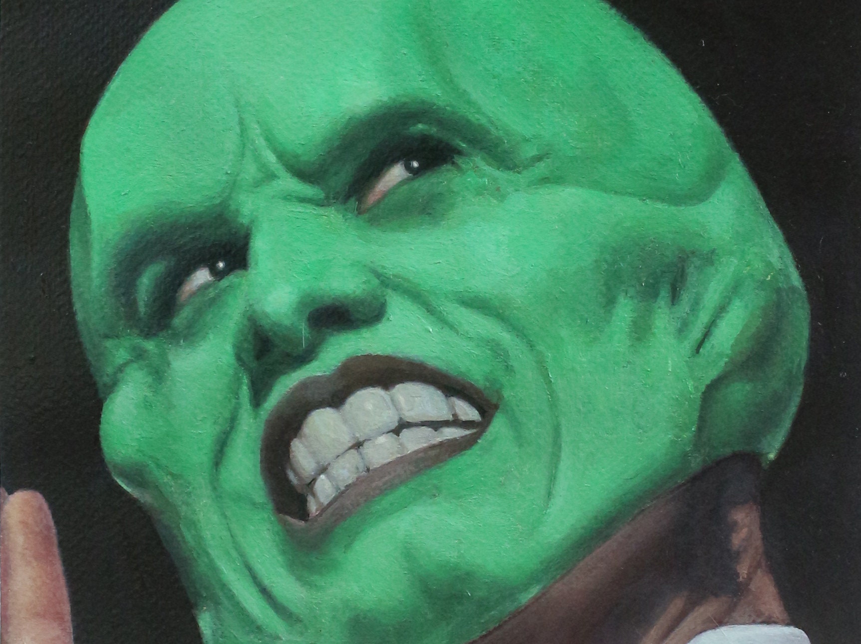 Portrait of Jim Carrey Original Oil Painting the Mask Movie Realistic ...