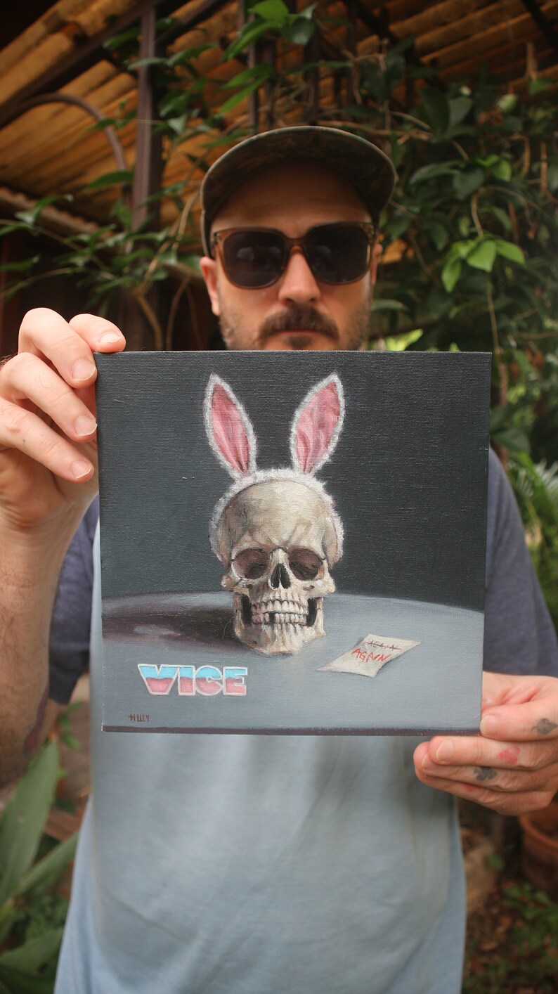 Vice Original 8x8 Oil Painting Retro 80s Horror Movie Poster Art Skull ...