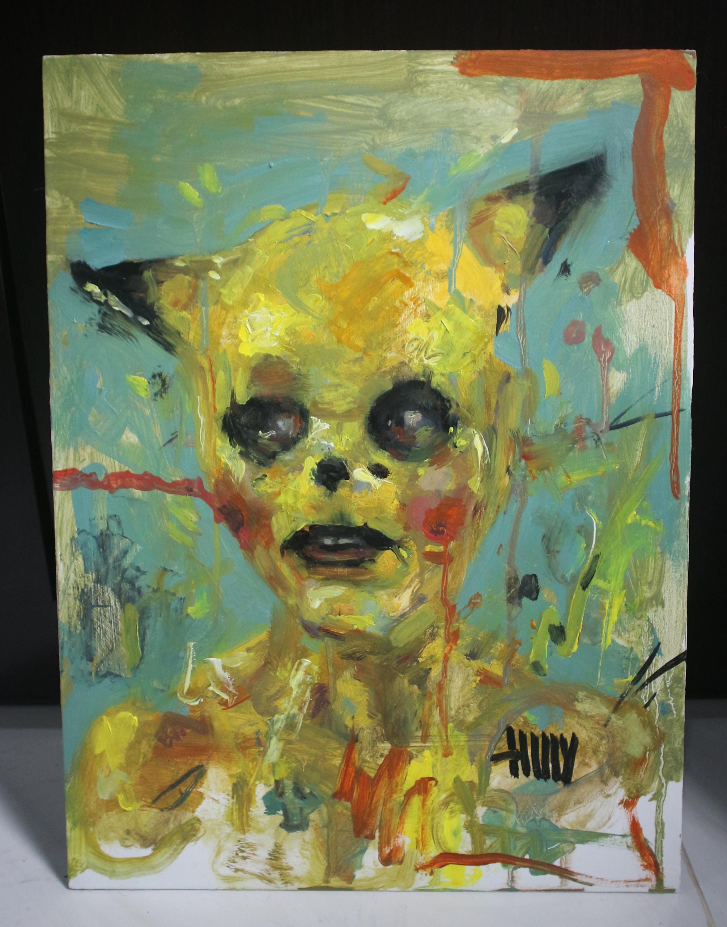 Pikaboo X Strokemon Portrait Yellow Goblin Love Child | Original Oil ...
