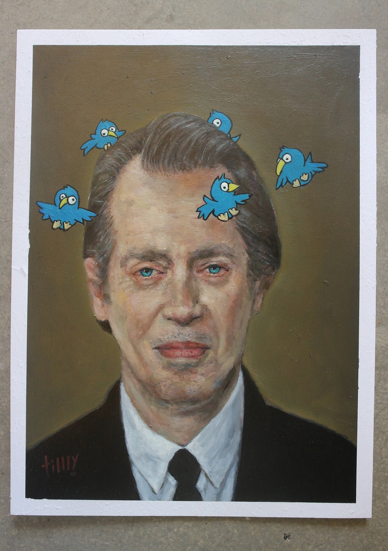 Steve Buscemi Portrait Oil Painting: Surreal Dizzy Birds Artwork - Etsy