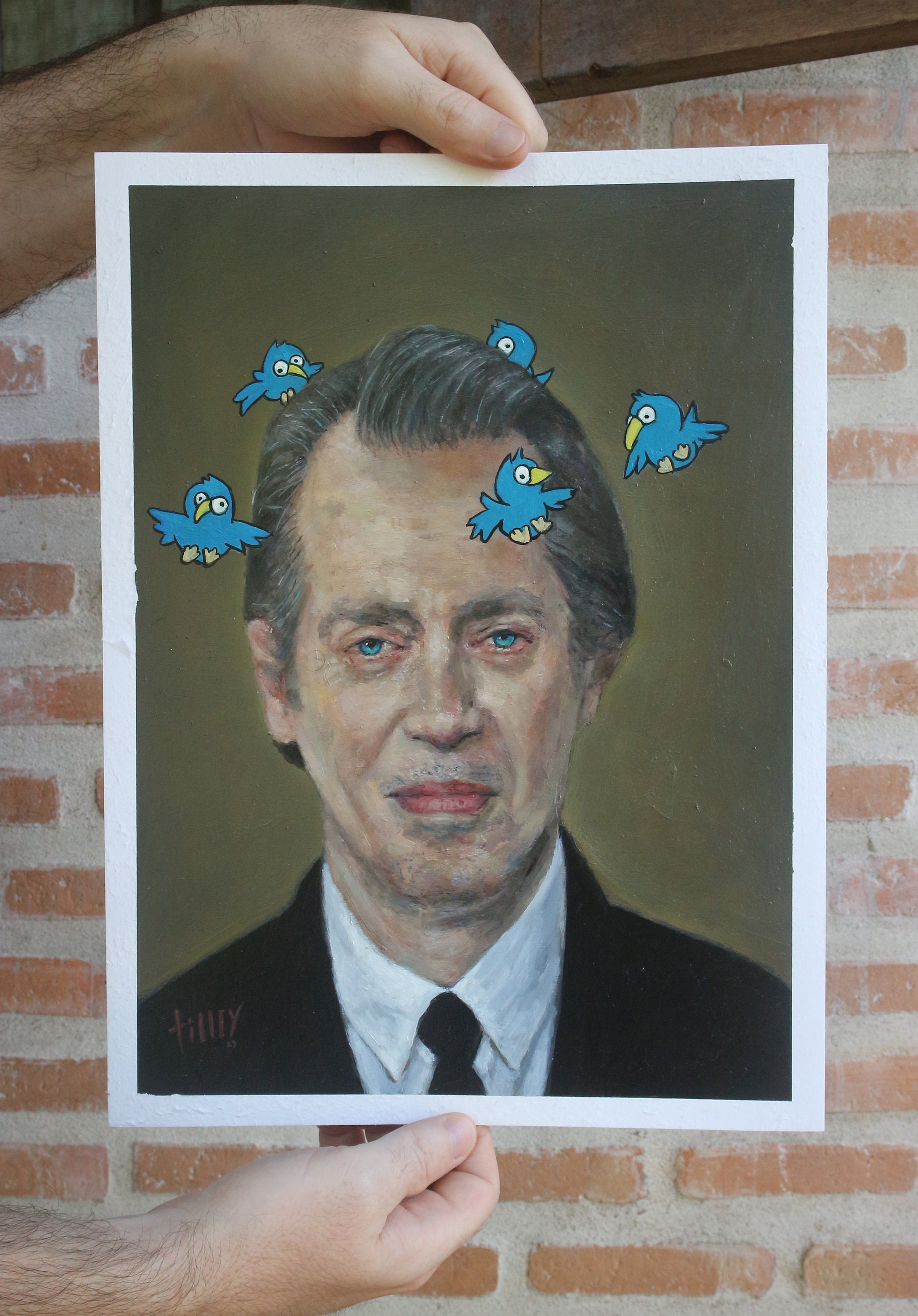 Steve Buscemi Portrait Oil Painting: Surreal Dizzy Birds Artwork - Etsy