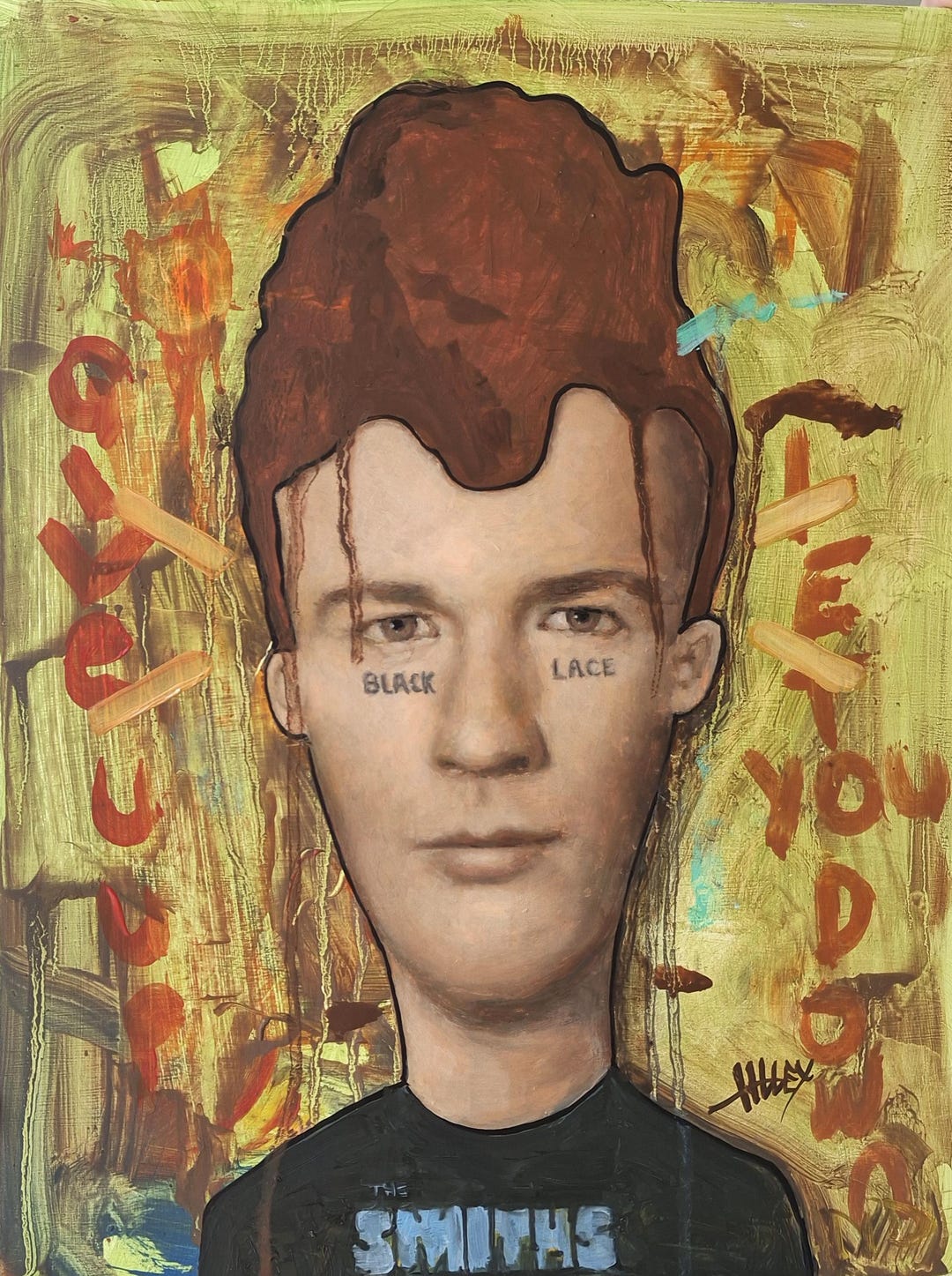 Rick Astley Pop Art Portrait: "black Lace" Oil Painting - Etsy