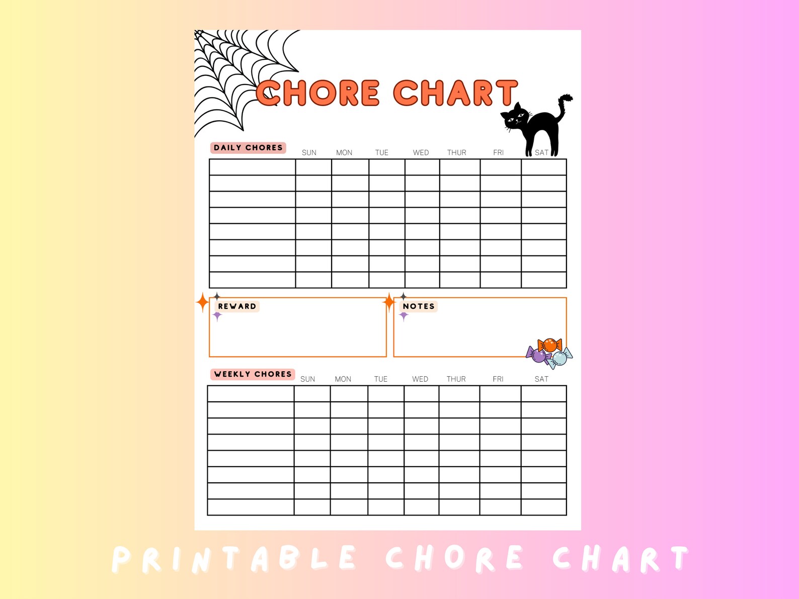 Halloween Themed Chore Chart Printable Kids and Family Chore - Etsy