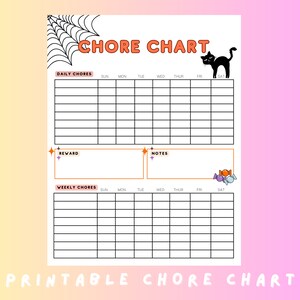 Halloween Themed Chore Chart Printable Kids and Family Chore - Etsy