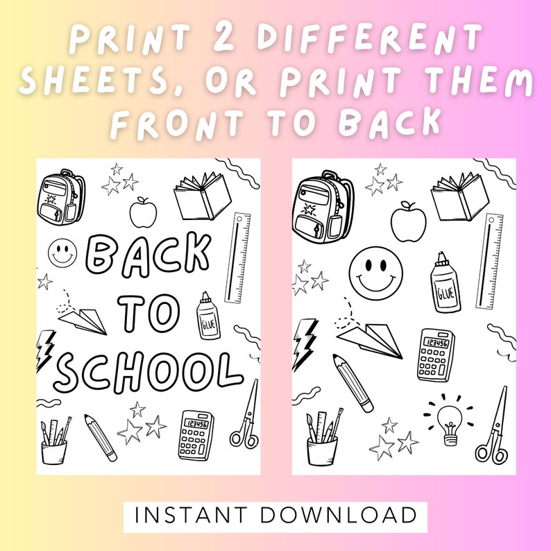 Back to School Coloring Sheet for Classroom Decor, Back to School Flyer ...