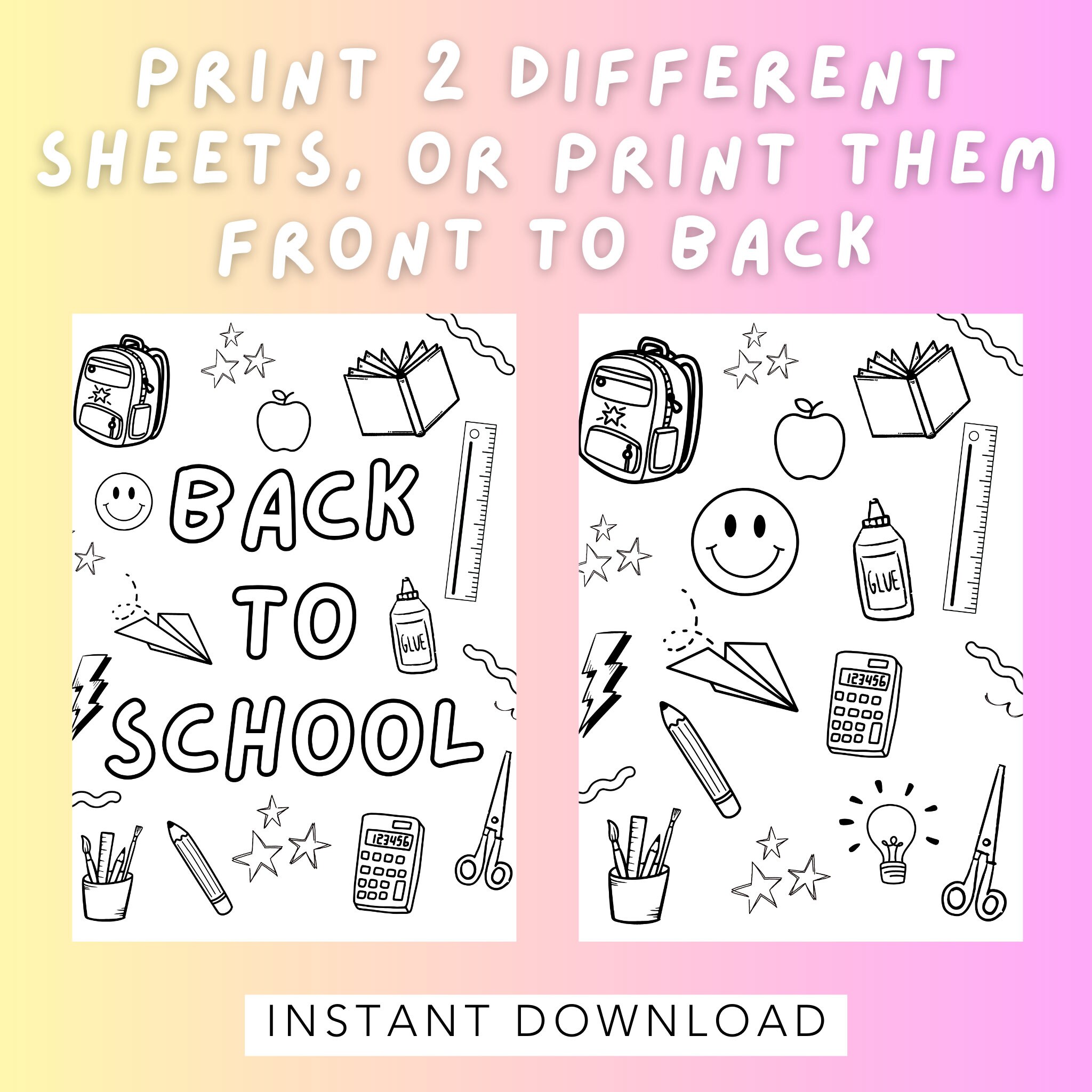 Back to School Coloring Sheet for Classroom Decor, Back to School Flyer ...