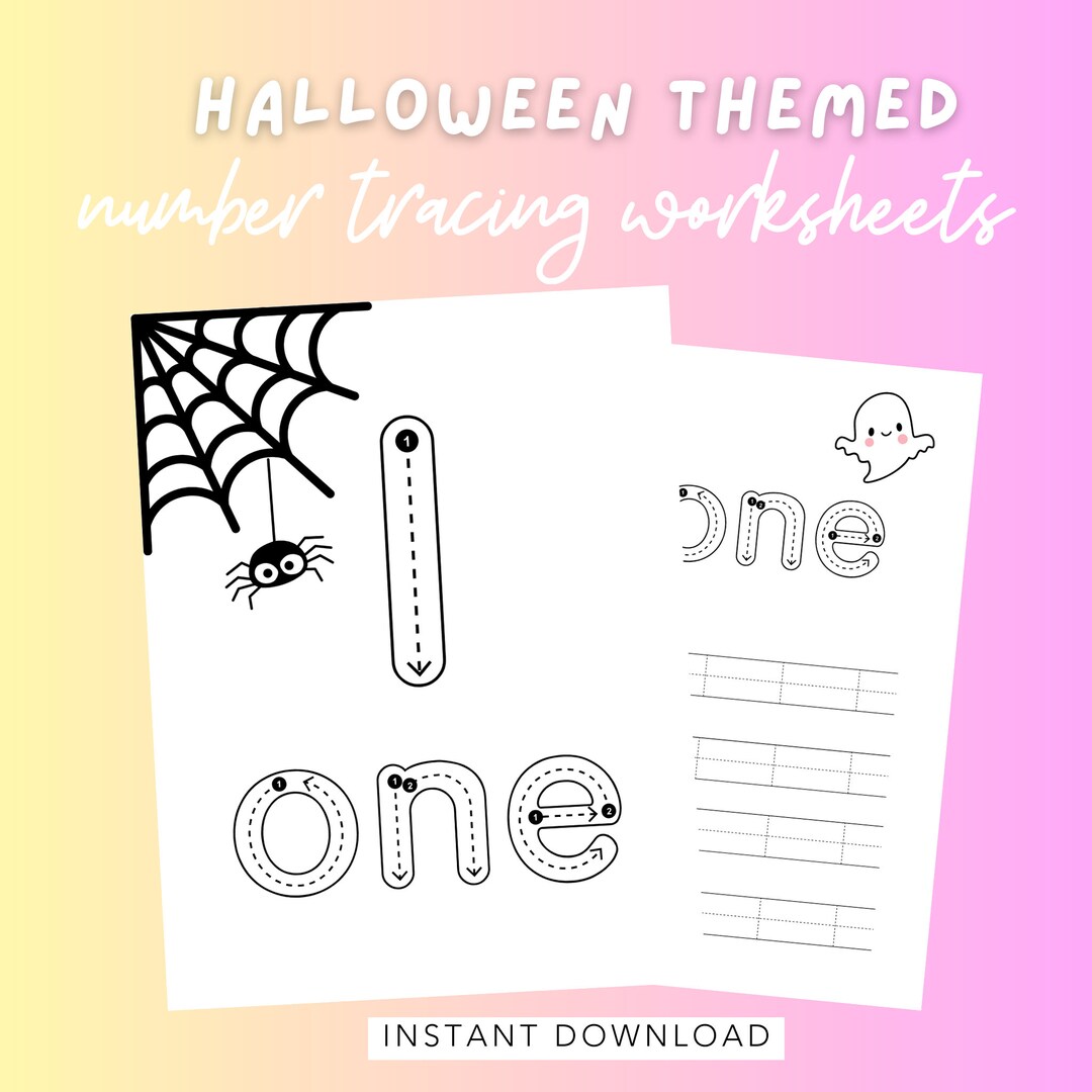 Halloween Themed Tracing Worksheet for Teachers, Preschool Numbers ...