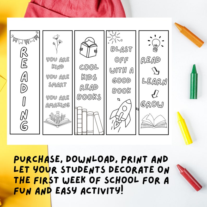 Reading Bookmark for the Classroom, Bookmark Set, Back to School ...
