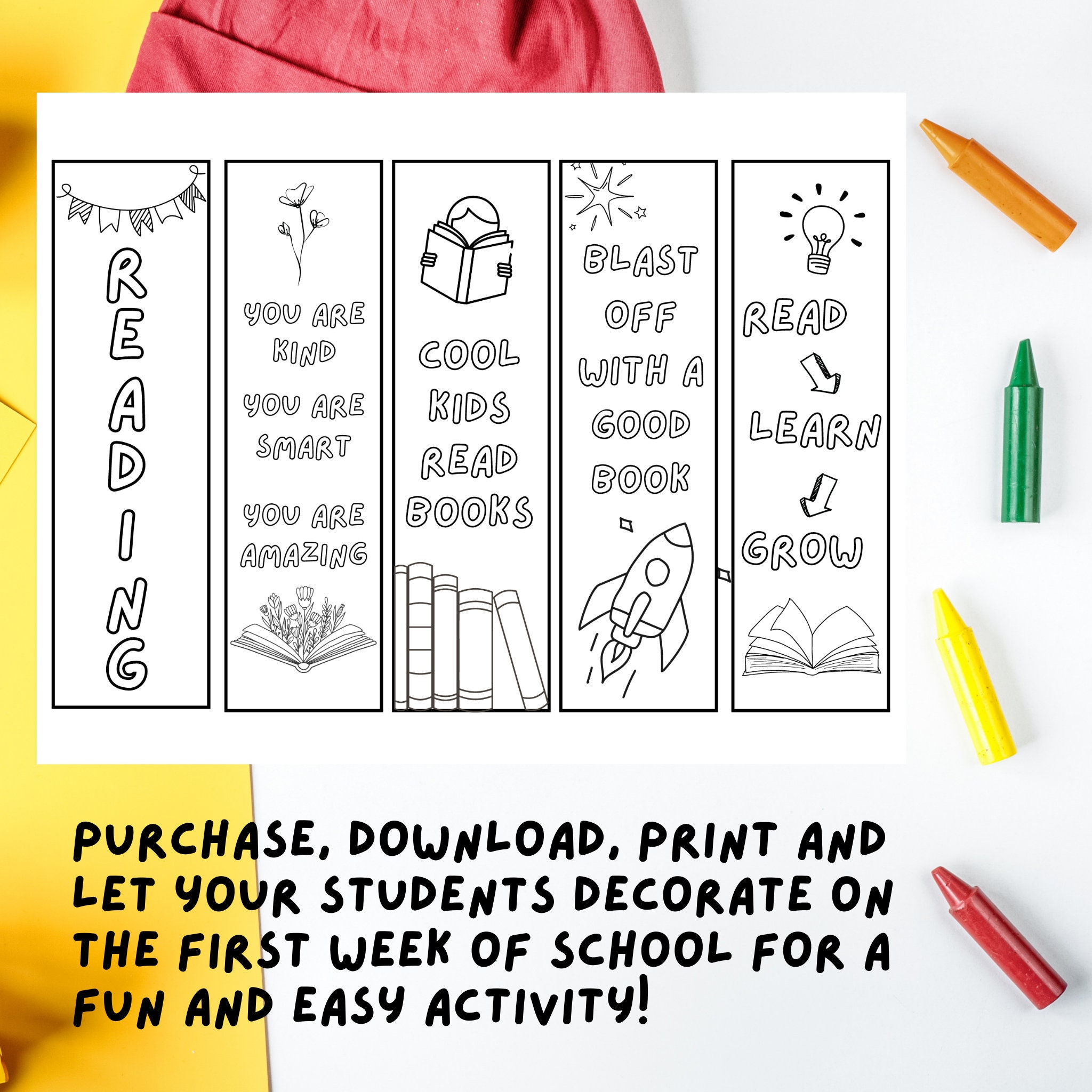 Reading Bookmark for the Classroom, Bookmark Set, Back to School ...