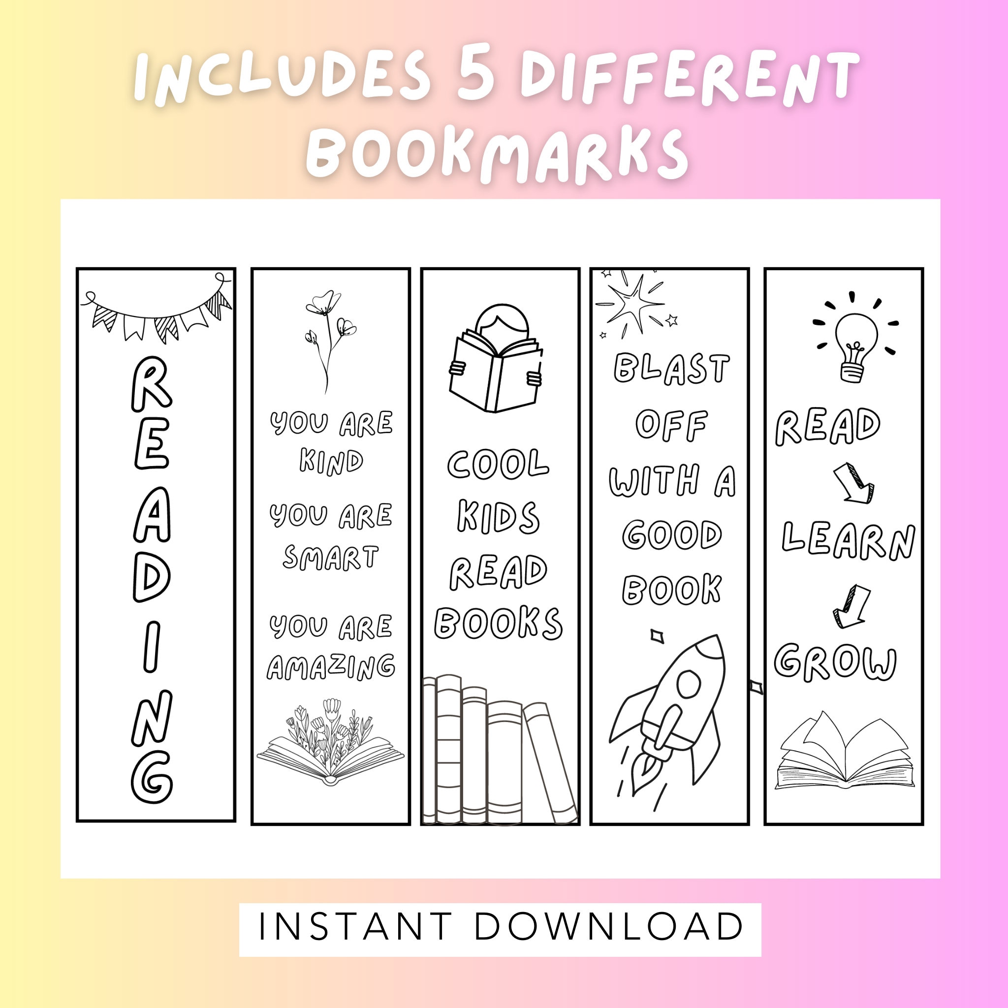 Reading Bookmark for the Classroom, Bookmark Set, Back to School ...