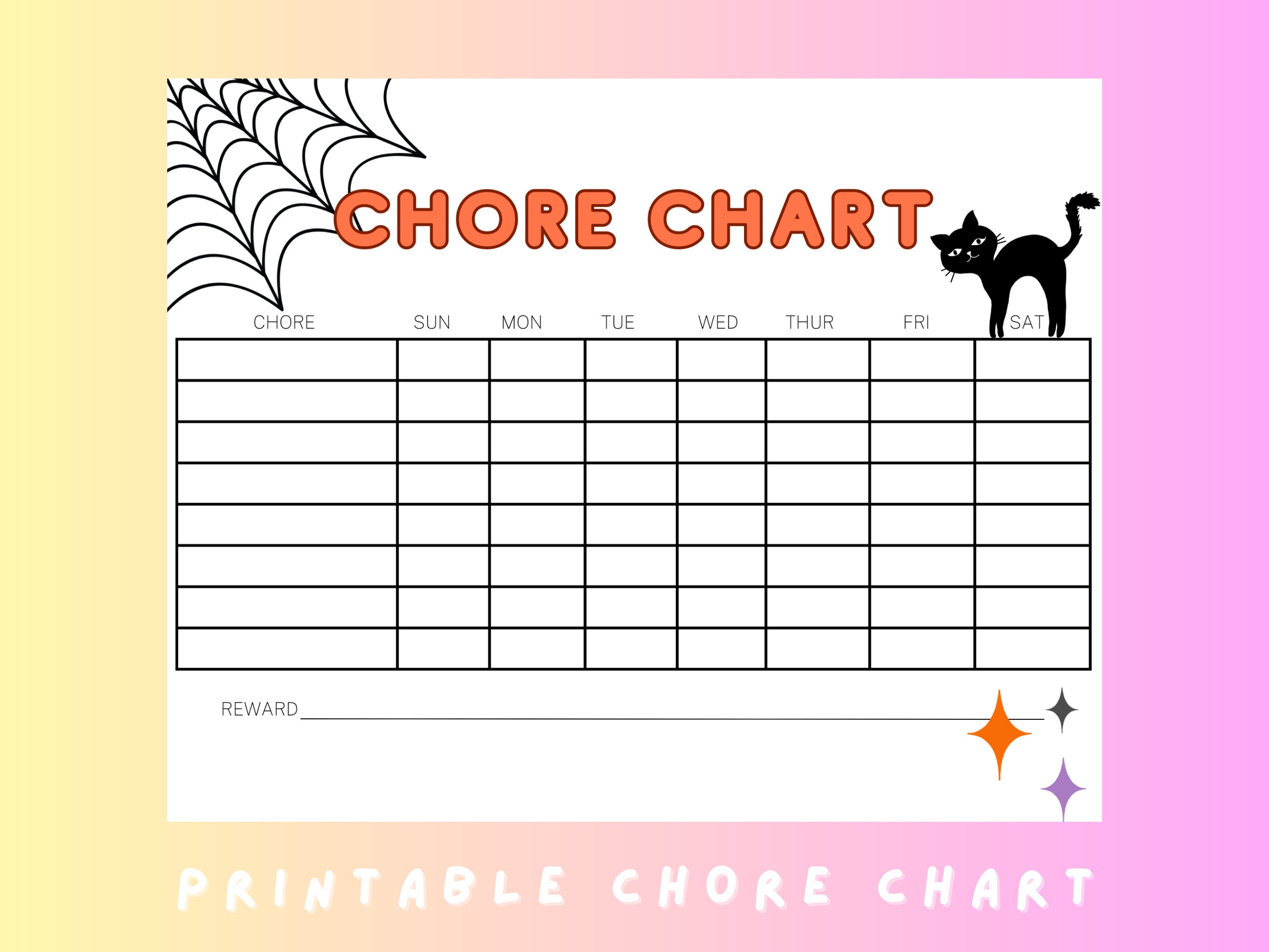 Halloween Themed Chore Chart Printable Kids and Family Chore - Etsy