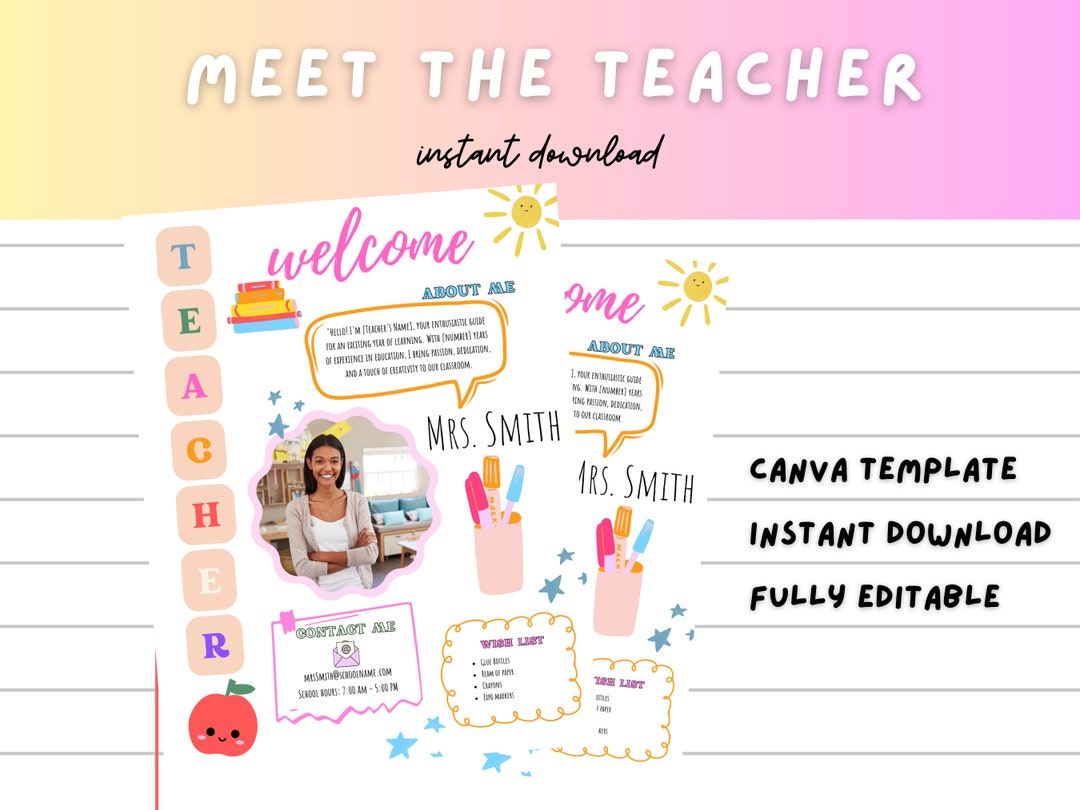 Meet the Teacher Template, Back to School Flyer, Teacher and Classroom ...