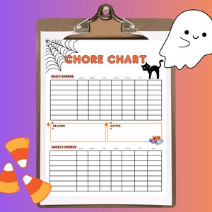 Halloween Themed Chore Chart Printable Kids and Family Chore - Etsy