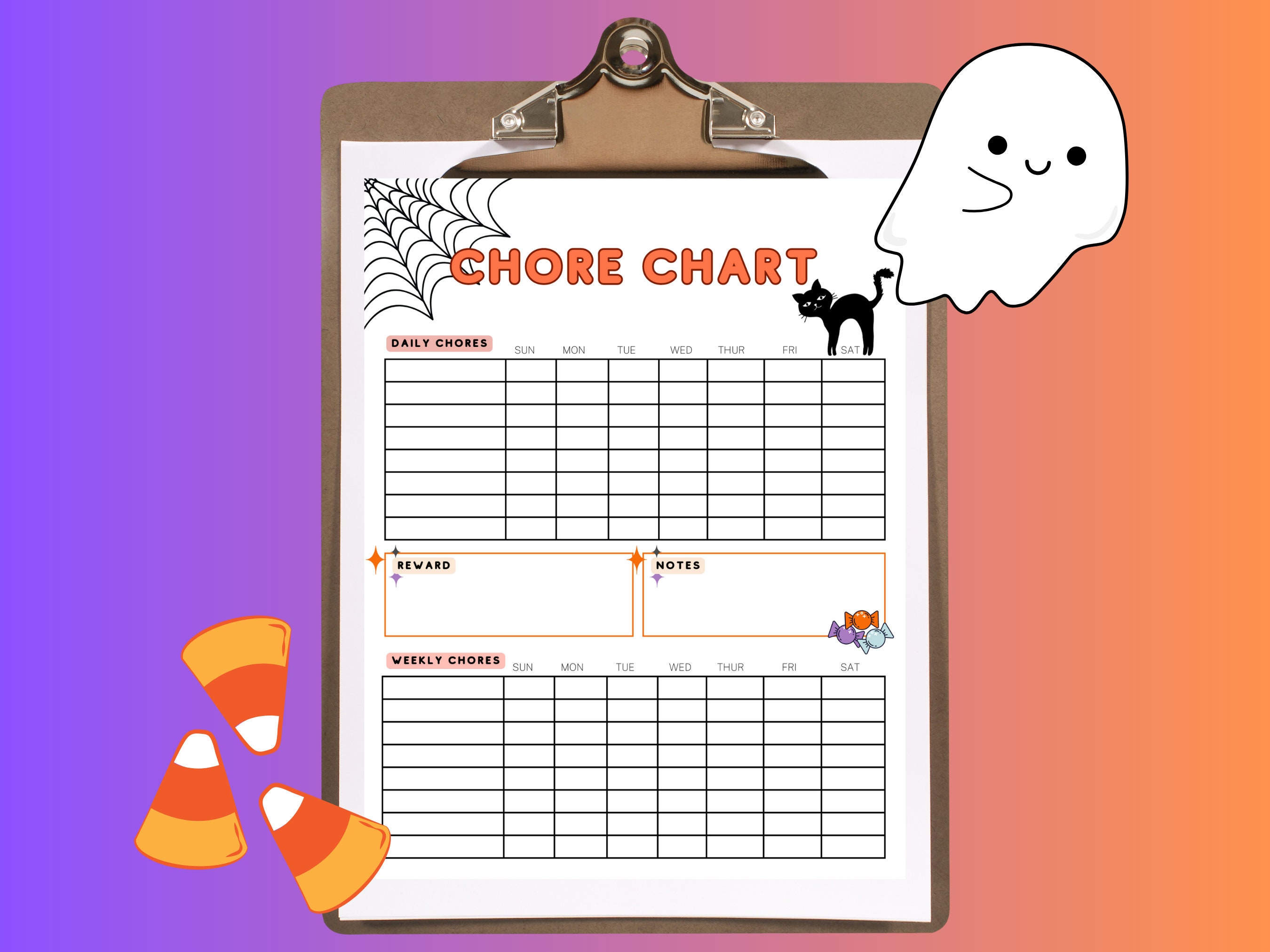 Halloween Themed Chore Chart Printable Kids and Family Chore - Etsy