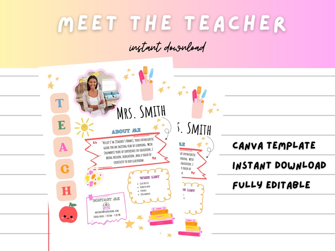 Meet the Teacher Template, Back to School Flyer, Teacher and Classroom ...