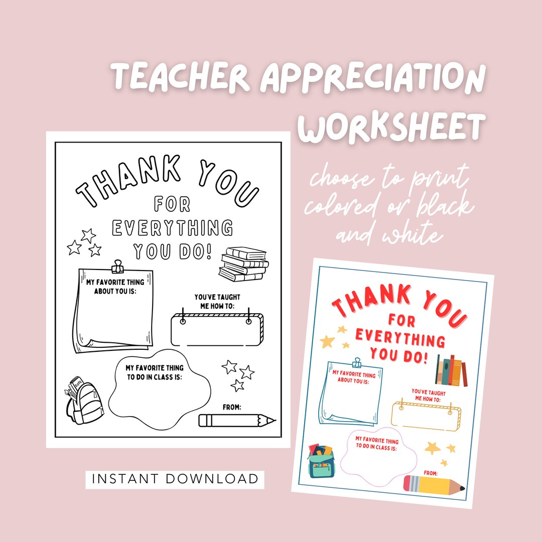 Teacher Appreciation Coloring Sheet for Teachers, Preschool and ...