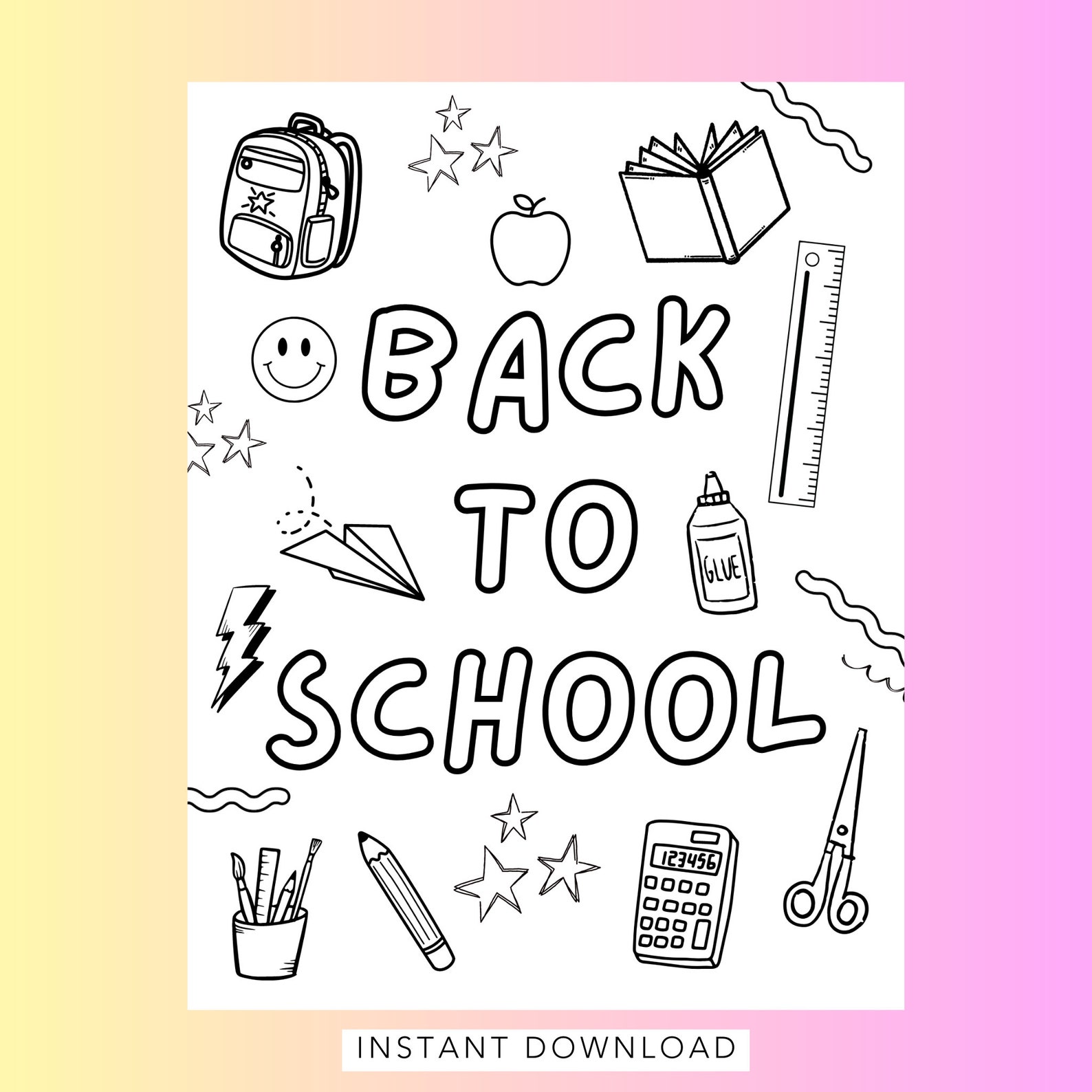 Back to School Coloring Sheet for Classroom Decor, Back to School Flyer ...