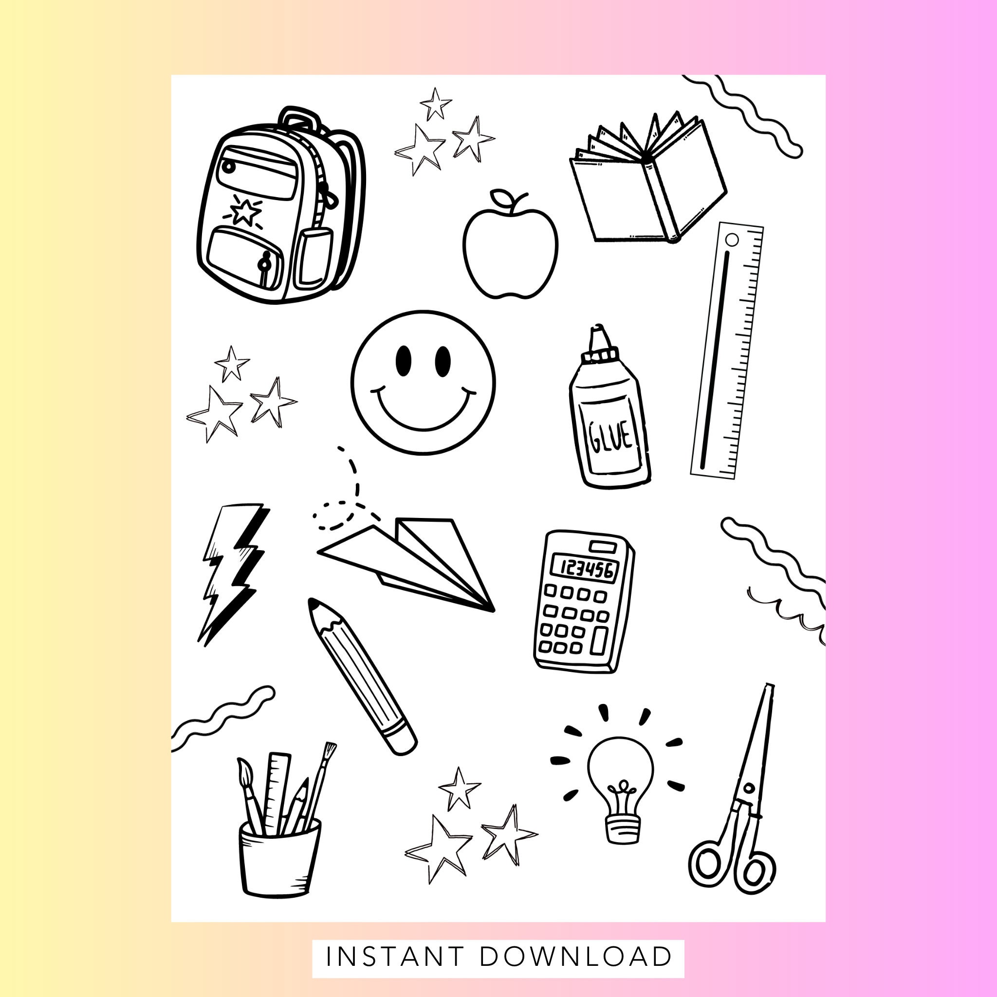 Back to School Coloring Sheet for Classroom Decor, Back to School Flyer ...