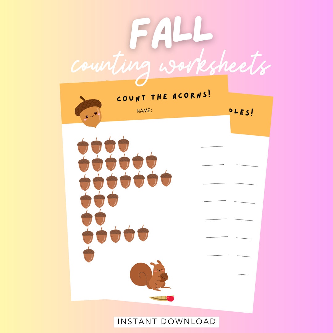 Fall Themed Preschool Learning Worksheets, Counting Numbers Worksheet ...
