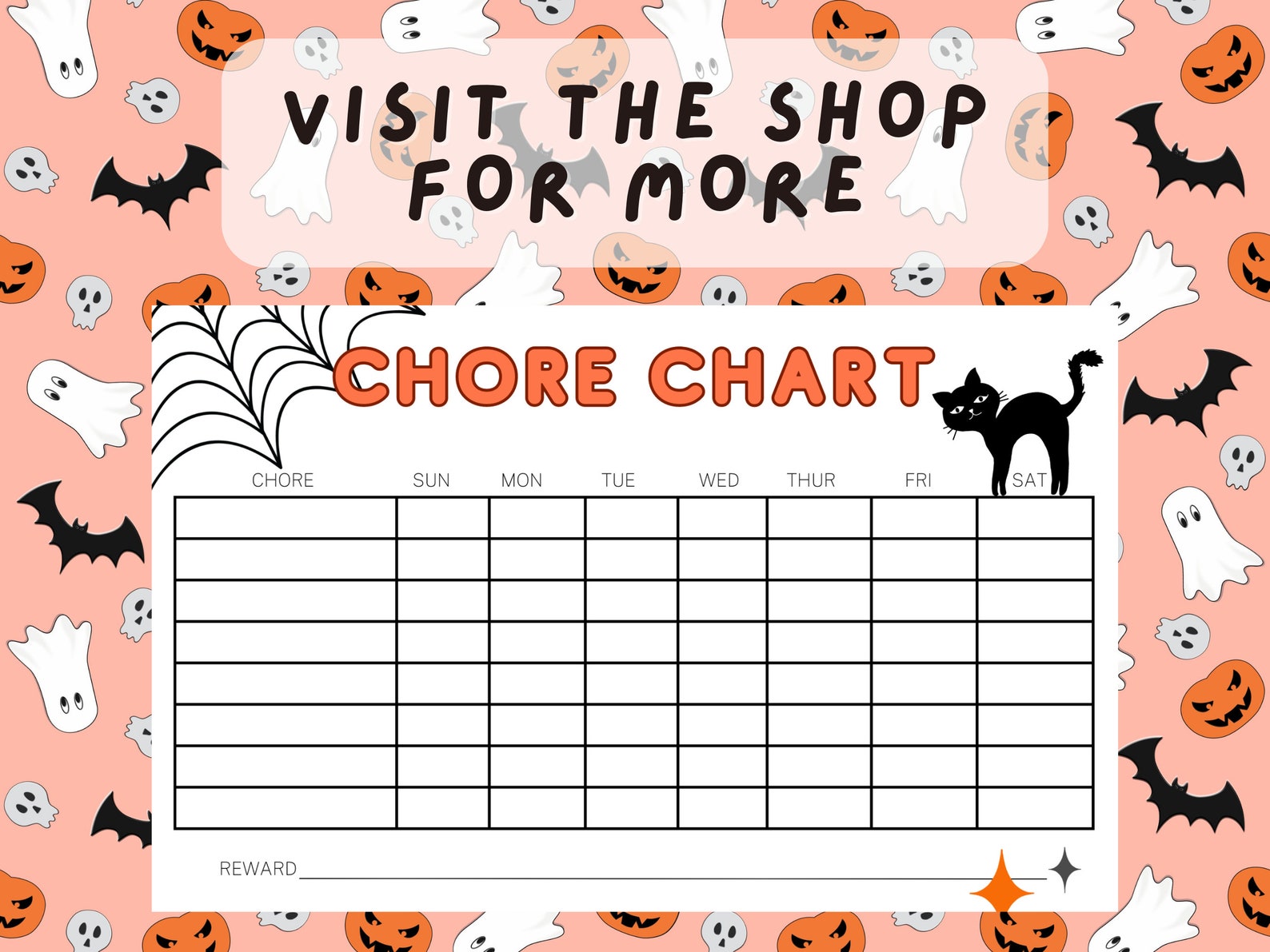 Halloween Themed Chore Chart Printable Kids and Family Chore - Etsy