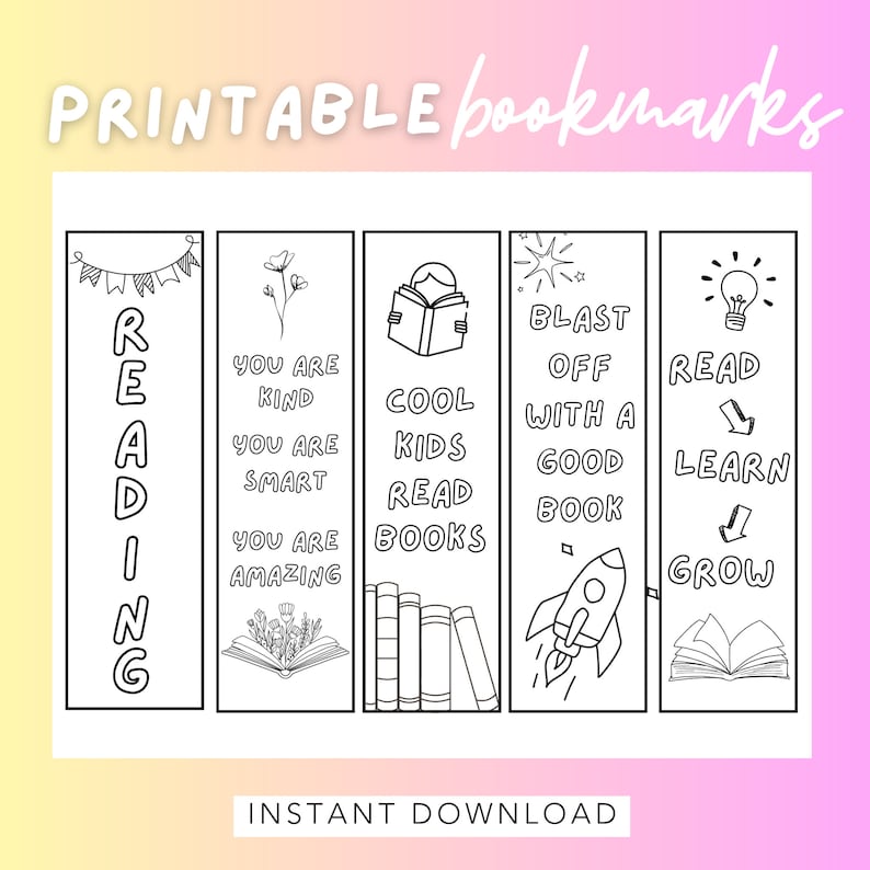 Reading Bookmark for the Classroom, Bookmark Set, Back to School ...