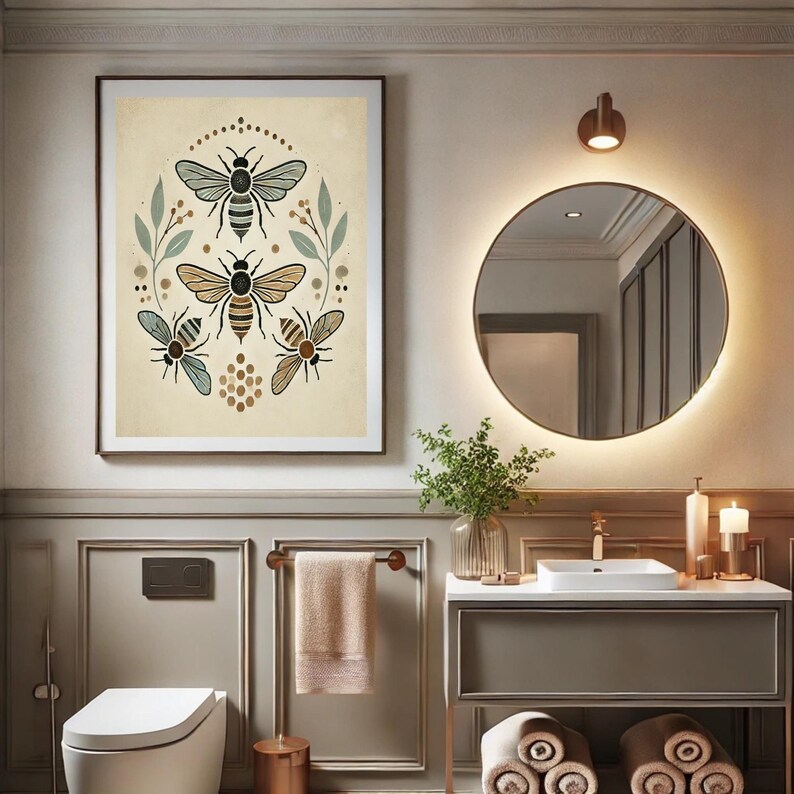Bee Wall Art | Digital Download | Boho Honeybee Print Minimalist ...