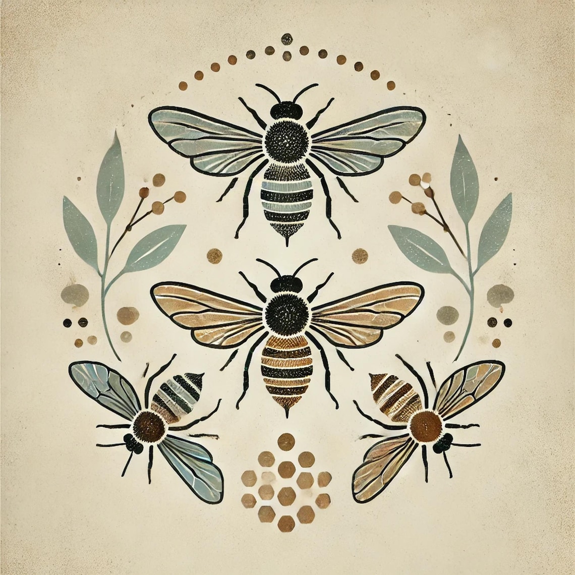 Bee Wall Art | Digital Download | Boho Honeybee Print Minimalist ...