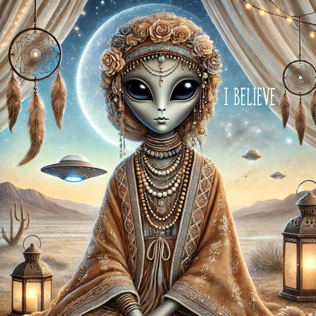 Boho Alien Goddess Wall Art Digital Download Mystical Feminine Decor ...