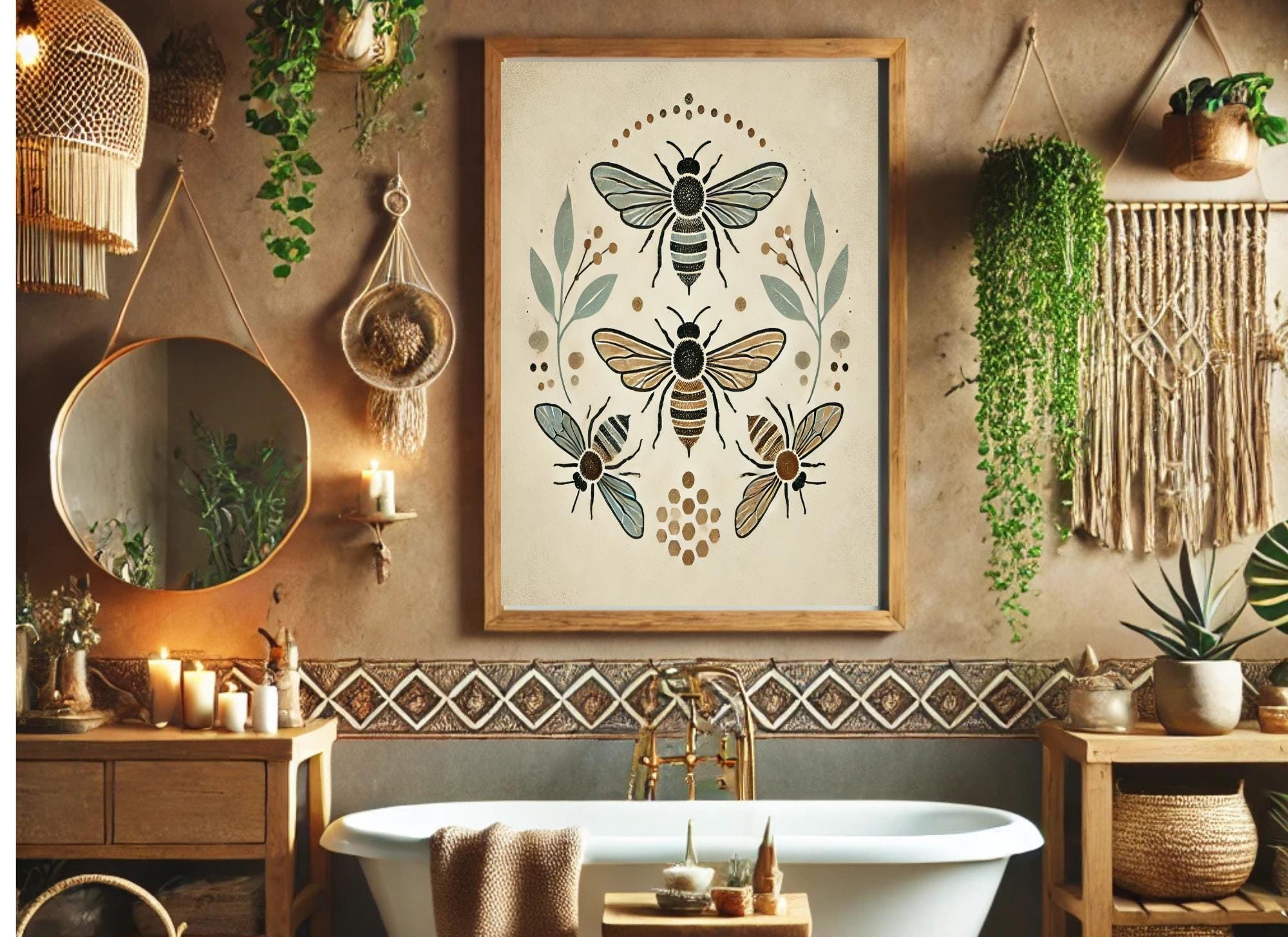 Bee Wall Art | Digital Download | Boho Honeybee Print Minimalist ...