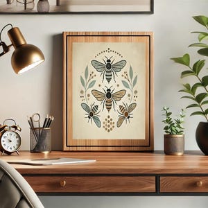 Bee Wall Art | Digital Download | Boho Honeybee Print Minimalist ...