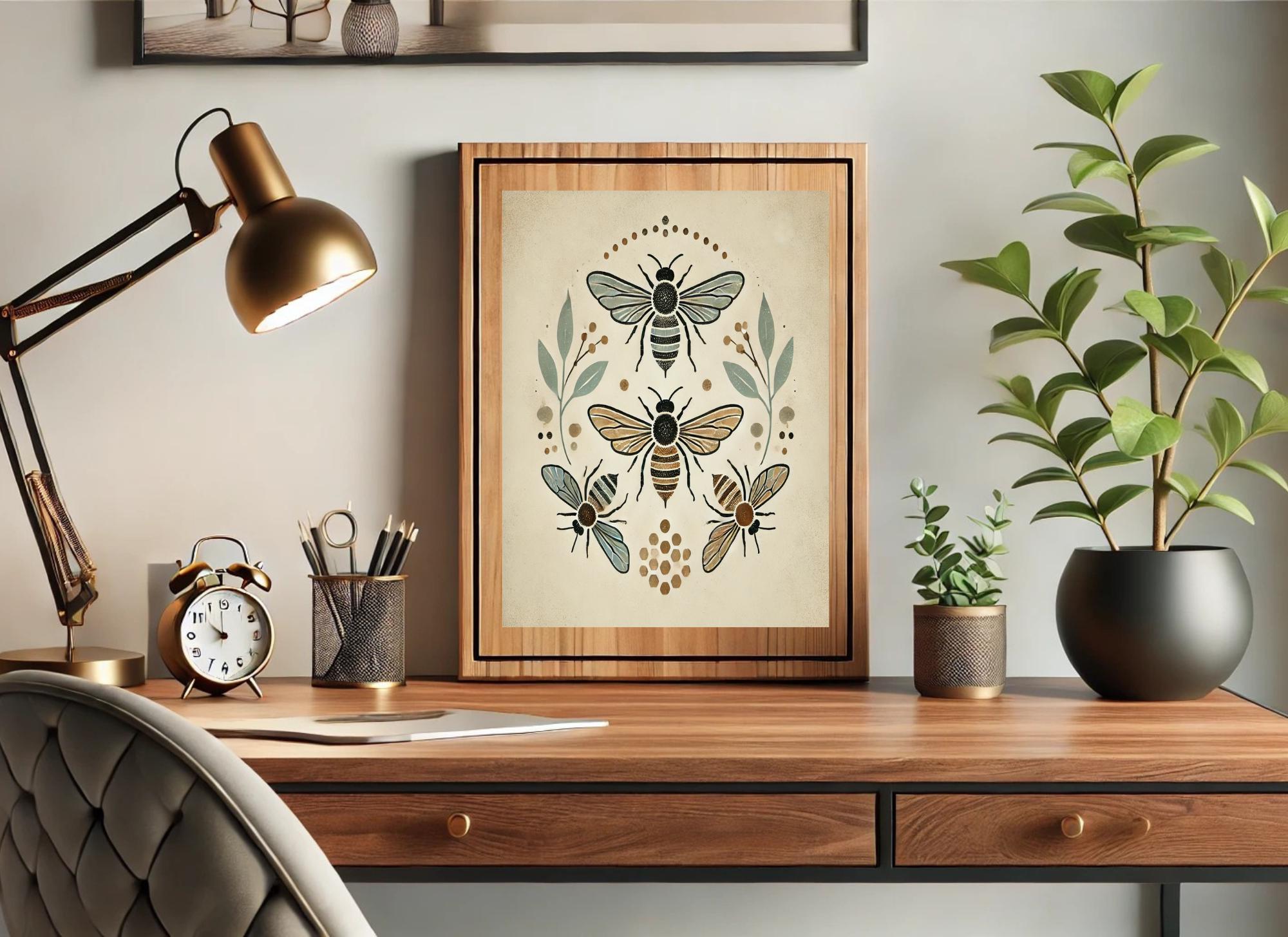 Bee Wall Art | Digital Download | Boho Honeybee Print Minimalist ...